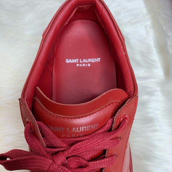 Yves Saint Laurent | Shoes | Saint Laurent Red Leather Sneakers | Poshmark
